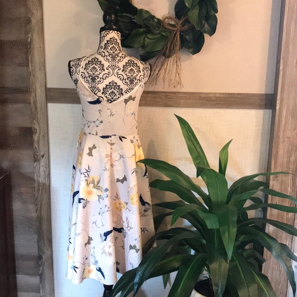 Dresses | Boohoo Cream Yellow Deep Cut Flare Dress | Poshmark